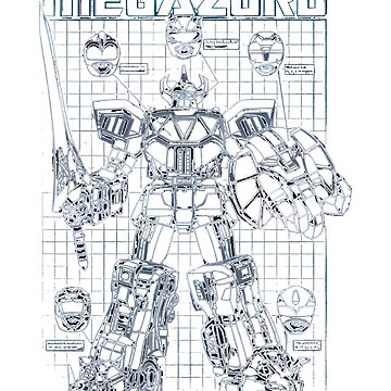 "Schematic Megazord Mighty Morphin" Sticker for Sale by falinaandini ...