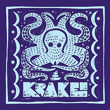 "The Kraken Cryptid Octopus Squid Mythical Woodcut Print" Sticker for ...