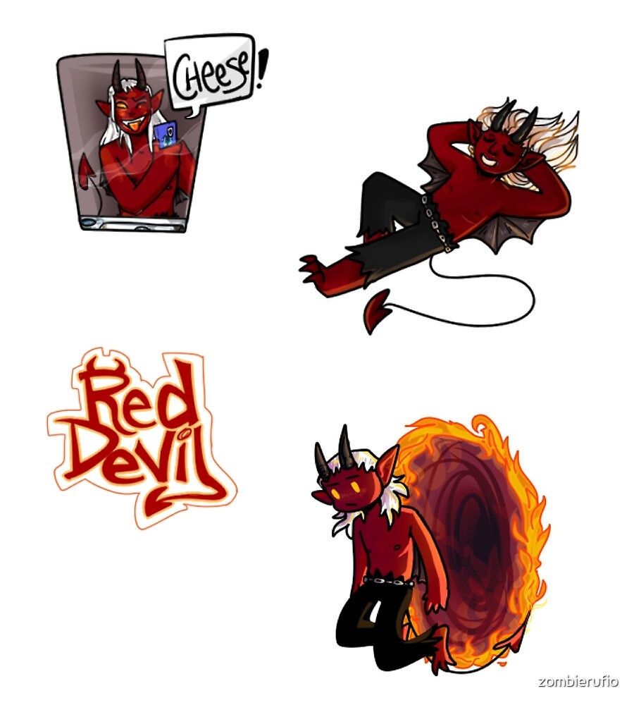 "red devil stickers" by zombierufio | Redbubble