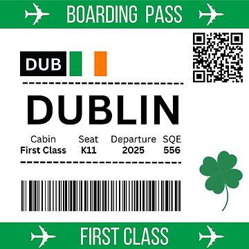 "Dublin Boarding Pass" Sticker for Sale by StarTribe | Redbubble