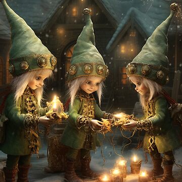 "Cute Elves in Green Jackets and Elf Hats" Greeting Card for Sale by ...