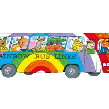 "Rainbow Bus Lines, inspired by Richard Scarry" Sticker for Sale by ...