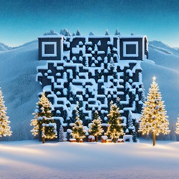 "QR Code Snowy Christmas Mountains Art - Scan QR code for a Christmas ...
