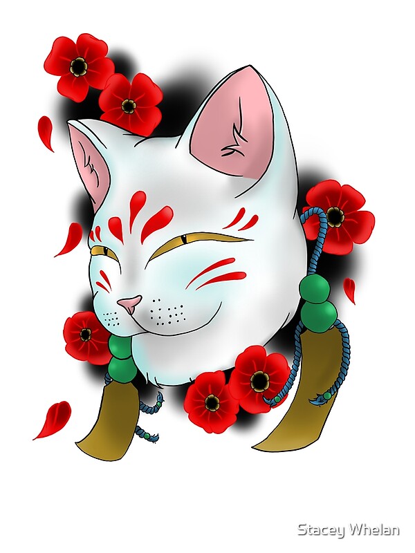 "Japanese Cat Mask" by Stacey Whelan | Redbubble