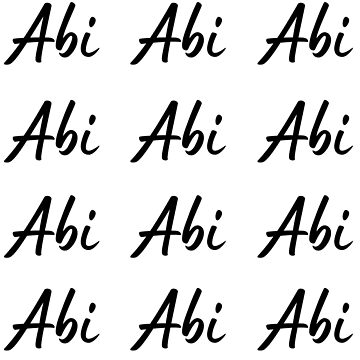 "Cursive Black ABI Name Label Sheet Set 12 Pack" Sticker for Sale by ...