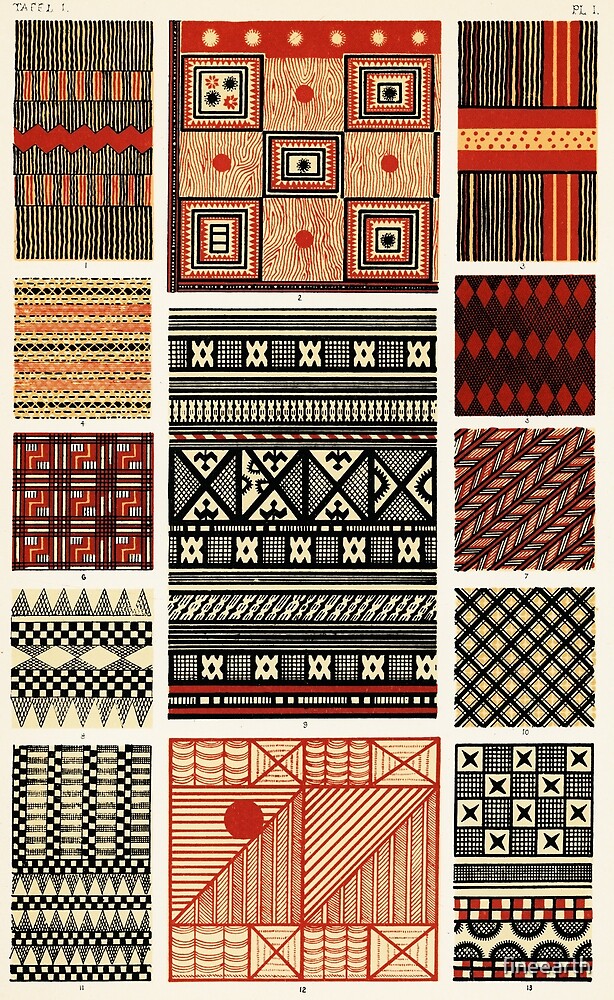"Pacific Island Patterns, Vintage Book Illustration" by vintage wall ...