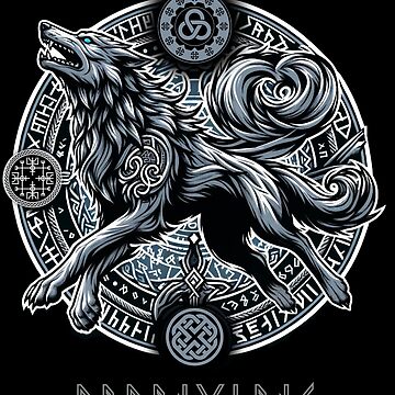 "Mystic Varangians Wolf Runes - Nordic-Inspired Wolf Art" Sticker for ...