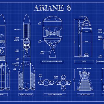 "Ariane 6 (Blueprint) Horizontal Version" Sticker for Sale by BLUE ...