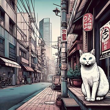 "Cat in Tokyo" Sticker for Sale by ofanaim | Redbubble