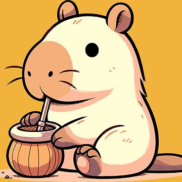 "Cute Capybara drinking mate Kawaii style" Sticker for Sale by ...