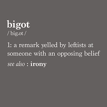 "Bigot : definition according to leftists" Essential T-Shirt for Sale ...