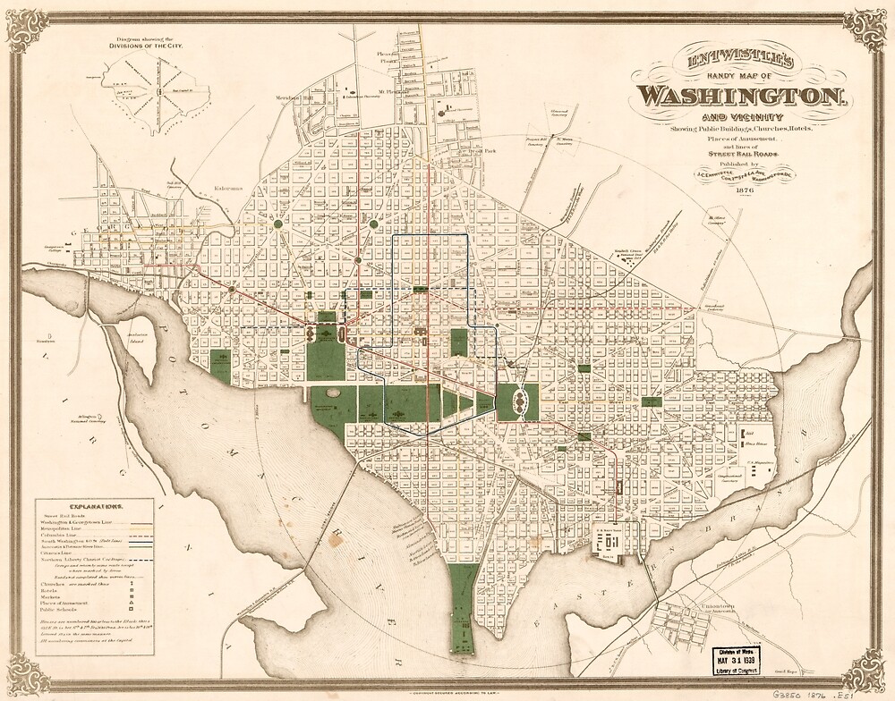 "Vintage Map of Washington DC (1876)" by BravuraMedia | Redbubble