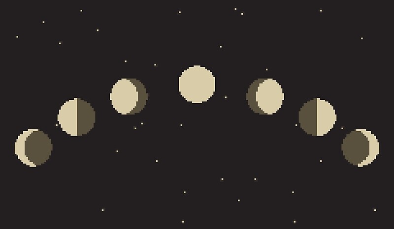 "The Moon Phases (Fases da Lua). Pixel-Art" by A-Dacos | Redbubble