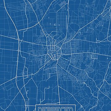"Debrecen City Map of Hungary - Blueprint" Sticker for Sale by deMAP ...