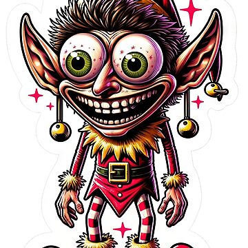 "Goofy Christmas Elf" Sticker for Sale by psychcyberpunk | Redbubble