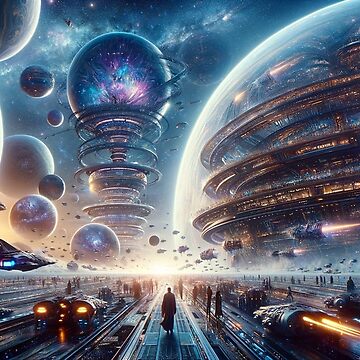 "Galactic Empires: A Vibrant Space Civilization Artwork" Sticker for ...