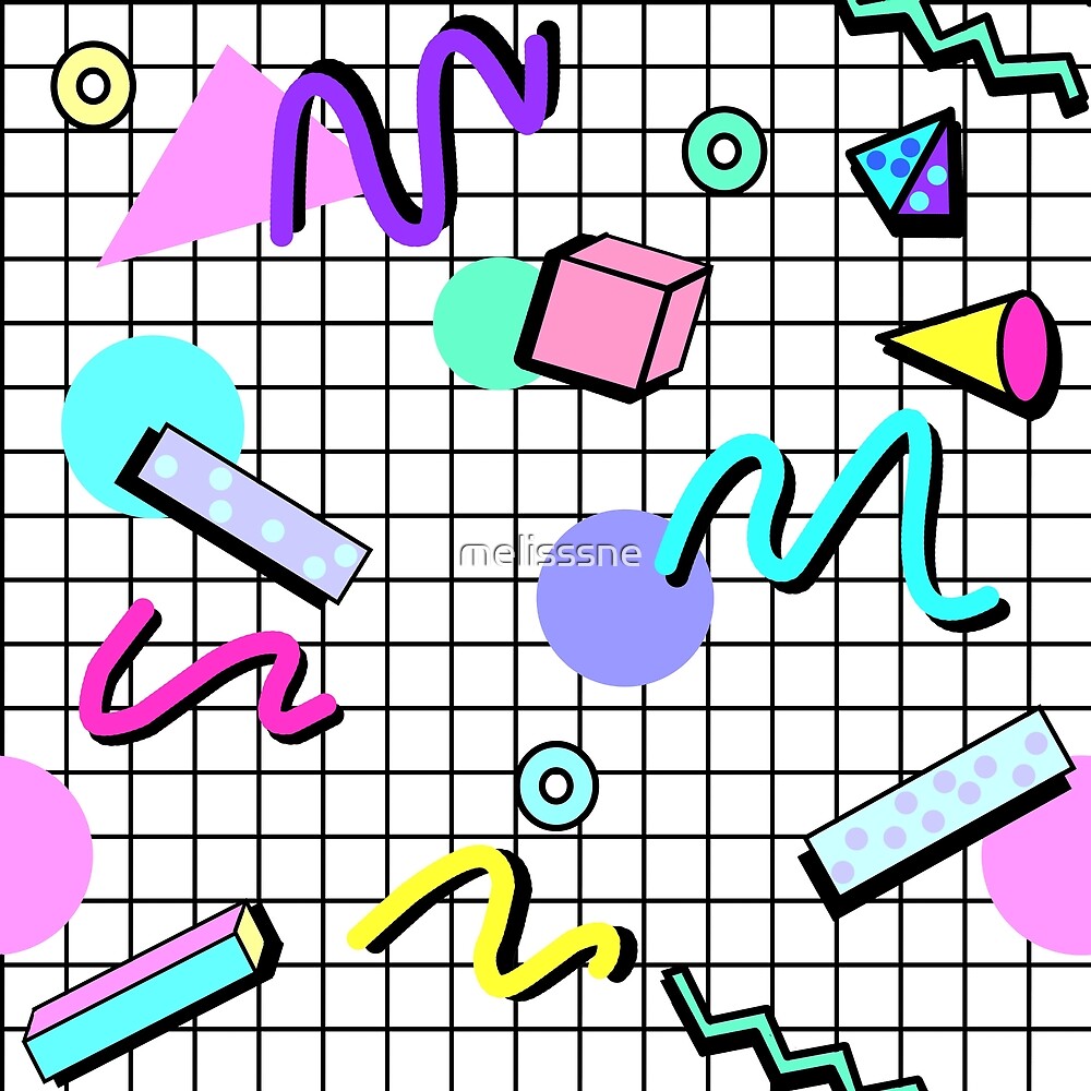 "80s Retro Party Grid Design (White BG)" by melisssne | Redbubble