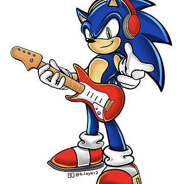 "Sonic the Hedgehog with Electric Guitar: Sonic Symphony" Sticker for ...