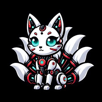 "Techno Tails - Cybernetic Nine-Tailed Fox" Sticker for Sale by ...