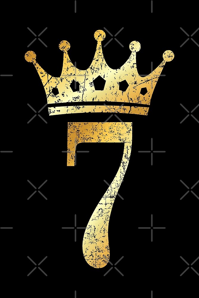 "Crown Number 7 - 7th Birthday & Anniversary (Ancient Gold)" by ...