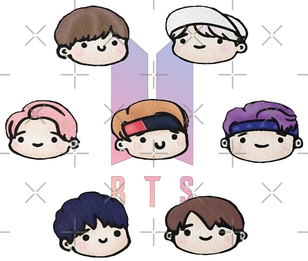 "BTS Cute Chibi Faces Logo" by xSMxSerena | Redbubble