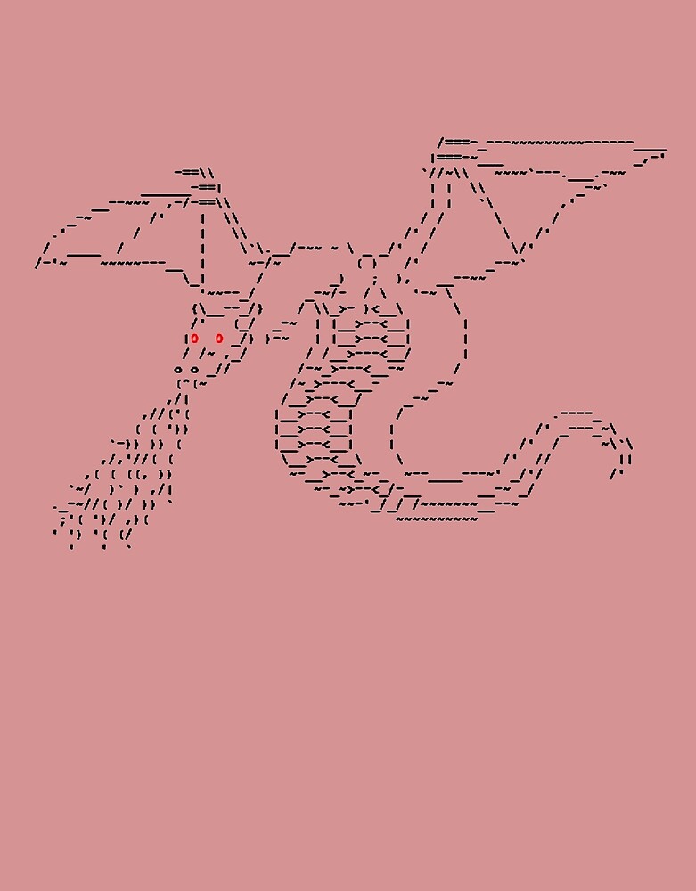 "Fire Breathing Dragon ASCII" by KnightlyDesigns | Redbubble