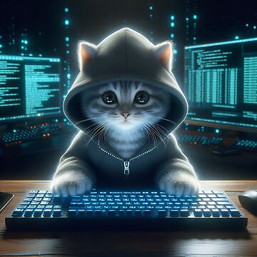 "Hacker Cat" Sticker for Sale by All-Kittens | Redbubble