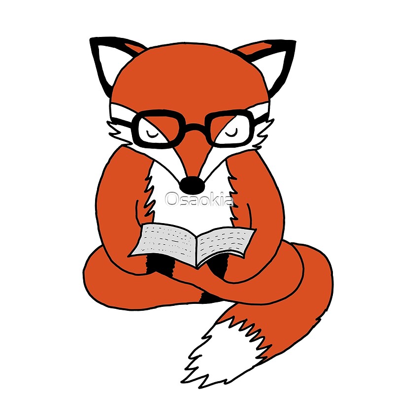 "red fox reading book" by Osaokia | Redbubble