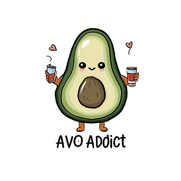 "Avo addict cartoon avocado " Sticker for Sale by bukajart | Redbubble