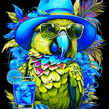 "Chubby Parrot with Refreshing and Sunglasses: Chill, Sips, and a ...