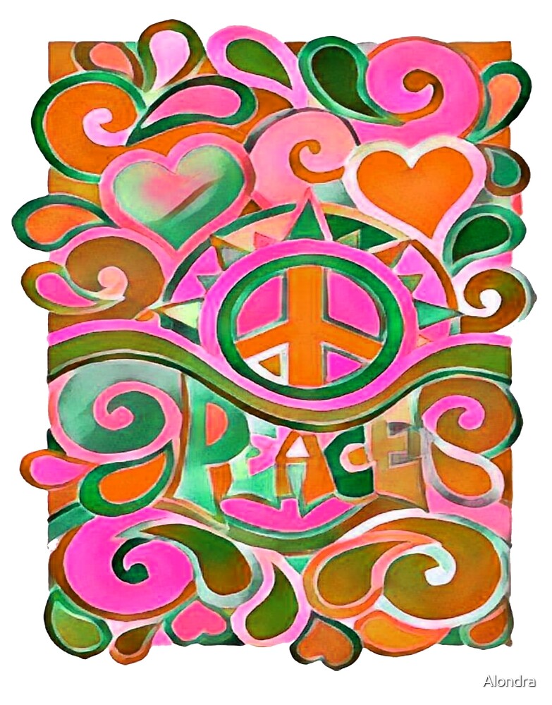 "Green and Orange Hippy Peace Sign" by Alondra | Redbubble