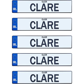"5 Pack Clare Ireland Irish Reg Plates" Sticker for Sale by FemWear ...