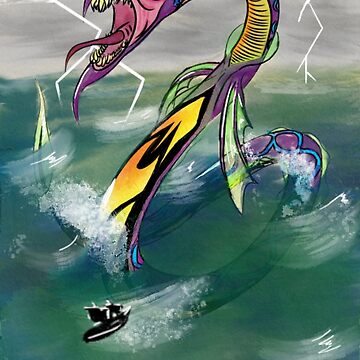 "Leviathan, Sailors' Scourge" Sticker for Sale by Optical Pollusion by ...