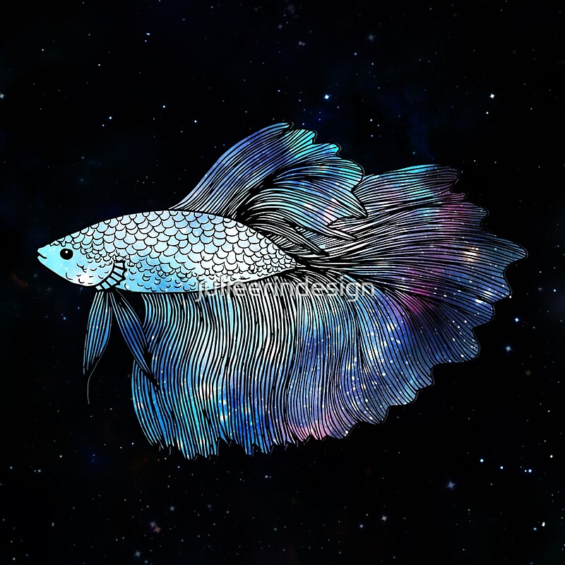 "Blue Galaxy Betta Fish" by Julie Erin Designs | Redbubble