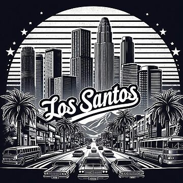 "Los Santos City Tee B&W" Sticker for Sale by GeekDrip-SR | Redbubble