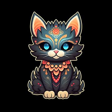 "Tattooed Spirit Cat" Sticker by Elodiesl | Redbubble