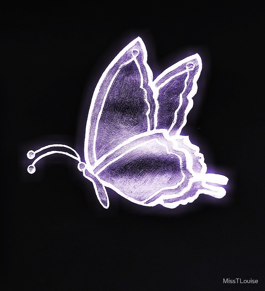 "Purple Neon Butterfly" by MissTLouise | Redbubble