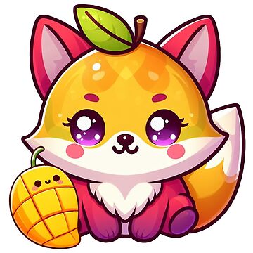 "Fox and Mango Cute Art" Sticker for Sale by Delidream | Redbubble