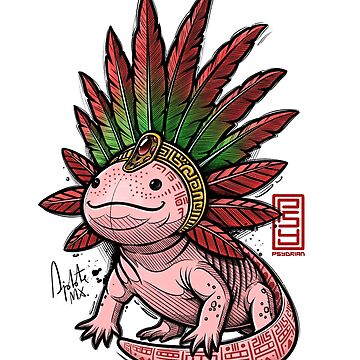 "Aztec Axolotl" Sticker by psydrian | Redbubble