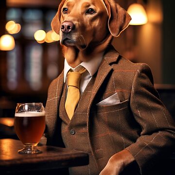 "Fox Red Labrador in the Pub Funny Dog Wall Art" Sticker for Sale by ...