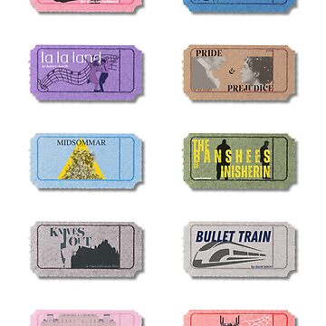 "set of movie tickets" Sticker for Sale by lillieeparkerr | Redbubble