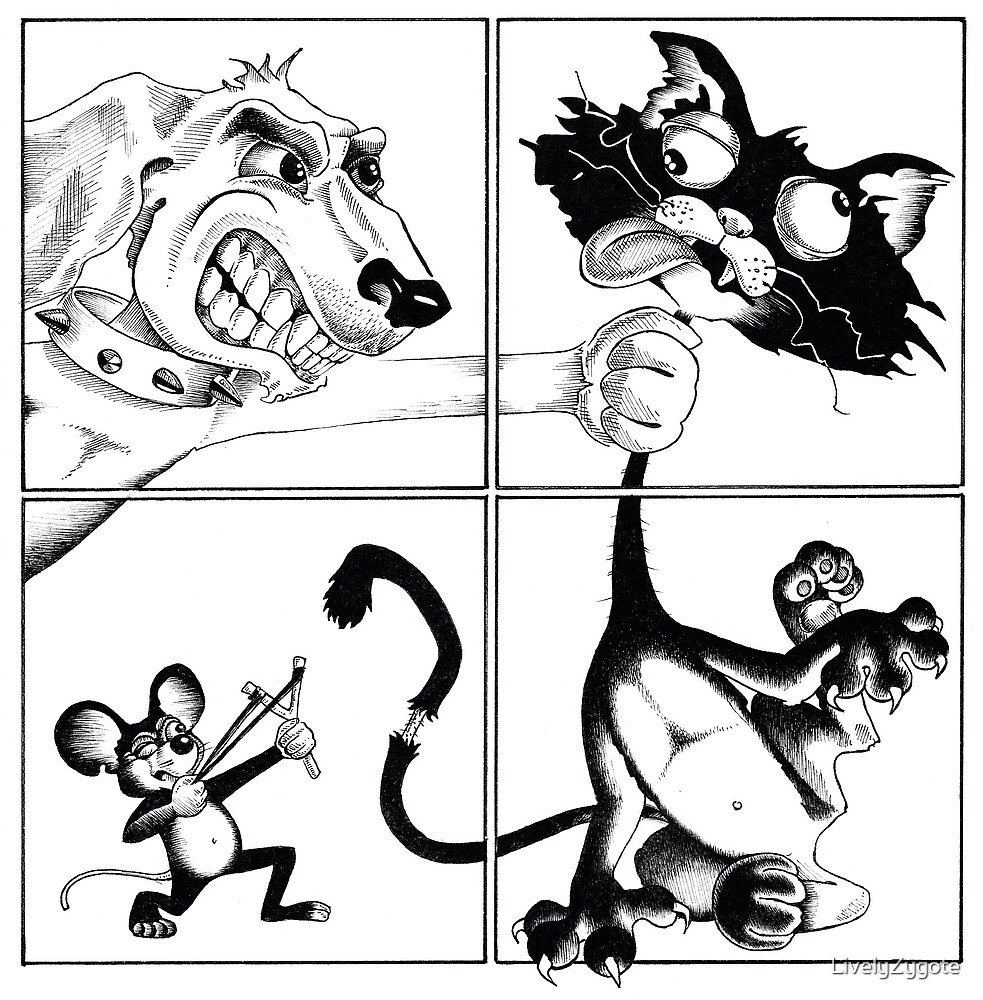 "Cat, Dog & Mouse" by LivelyZygote | Redbubble