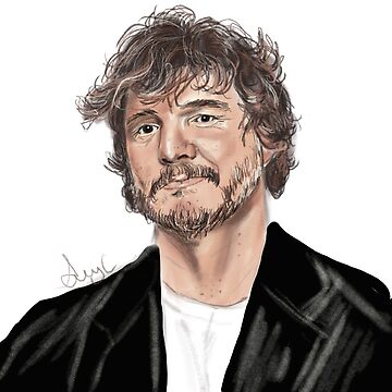 "curly hair pedro pascal" Sticker for Sale by craftingwithamy | Redbubble