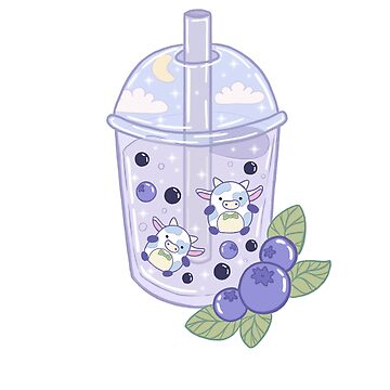"Blueberry Milk Boba Tea" Sticker for Sale by Enchanted-Trees | Redbubble