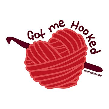 "GOT ME HOOKED CROCHET STICKER YARN HEART WITH CROSSING HOOK STICKER ...