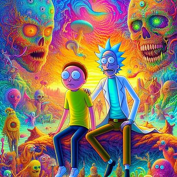 "Trippy and colorful rick and morty fan art" Sticker for Sale by L H ...