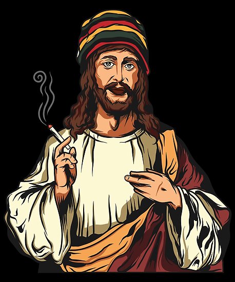 "Weed Smoking Jesus - Joint Cannabis THC CBD marijuana" Posters by ...