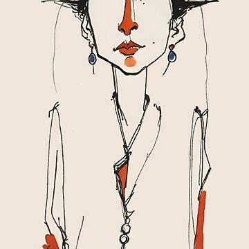 French Allure In Paris”. Naive Sketch Portrait Series. No. 8. Women ...