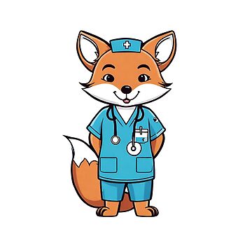 "Nurse Fox Wearing Medical Doctor Scrubs" Sticker for Sale by XZALT ...