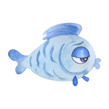 "Tired fish. Watercolor drawing for printing." Sticker for Sale by ...